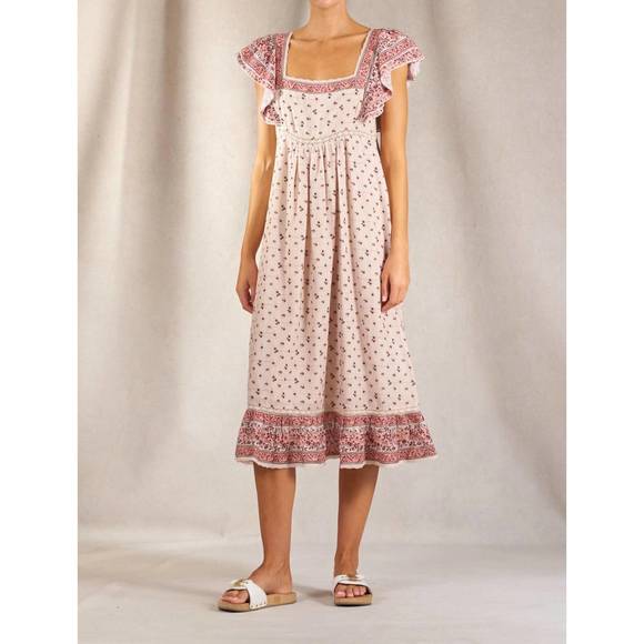 M.A.B.E. | Dresses | New Mabe Mira Print Midi Dress In Pink | Poshmark